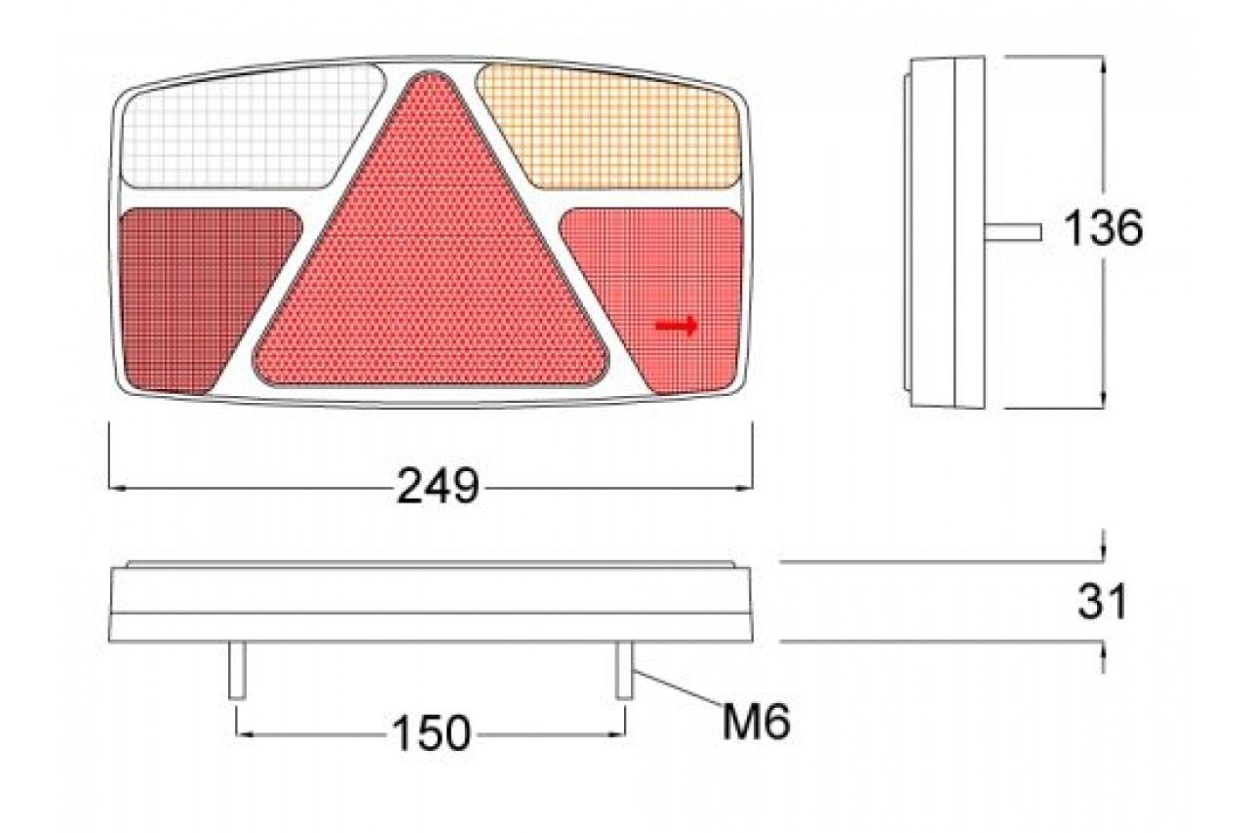 Maypole Right Hand 12-24v LED Light MP8603BR